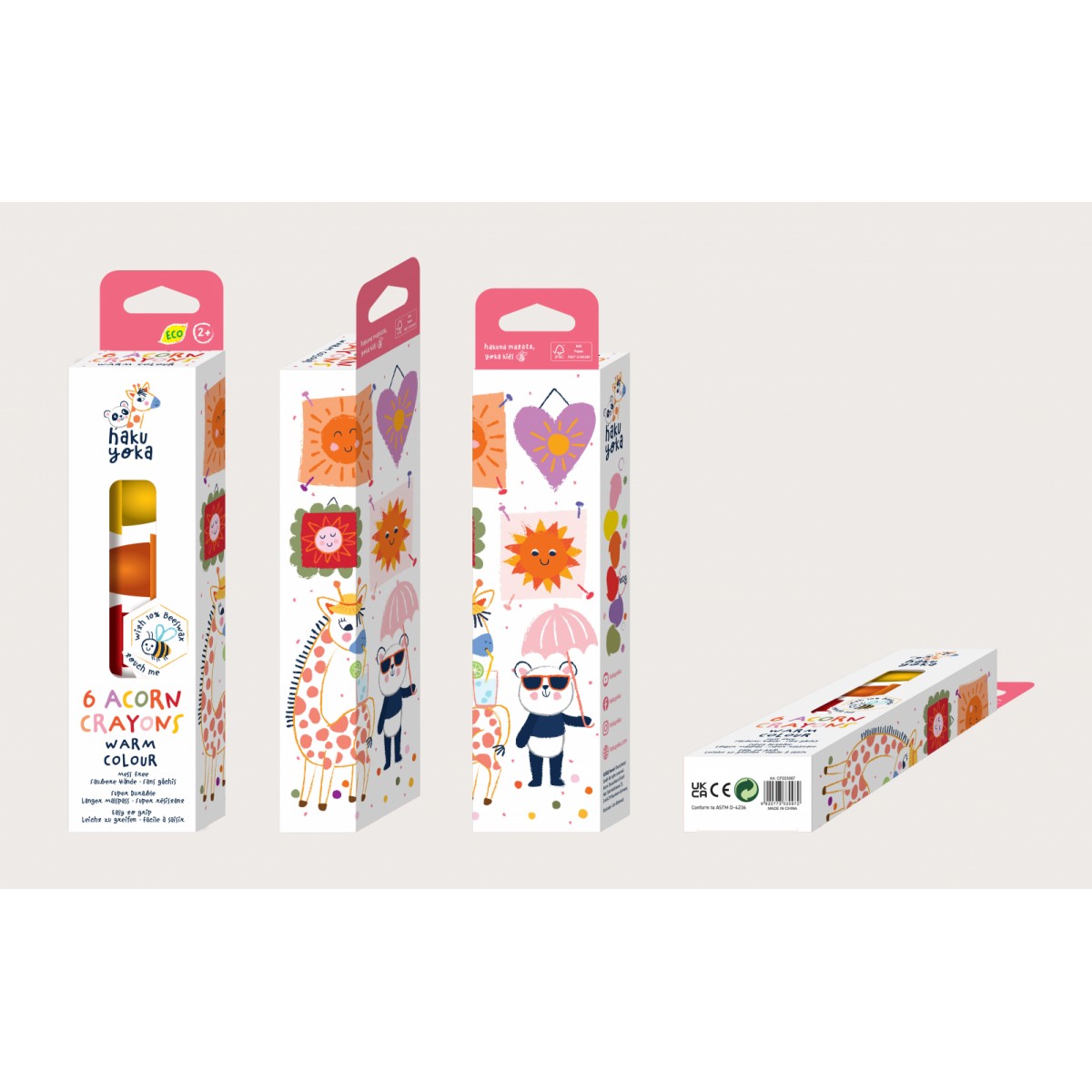 Set 6 creioane cerate ghinda Haku Yoka – Culori Calde